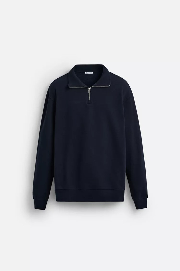 Zara Quarter Zip Sweatshirt in Blue, Men's Fashion, Coats, Jackets and ...