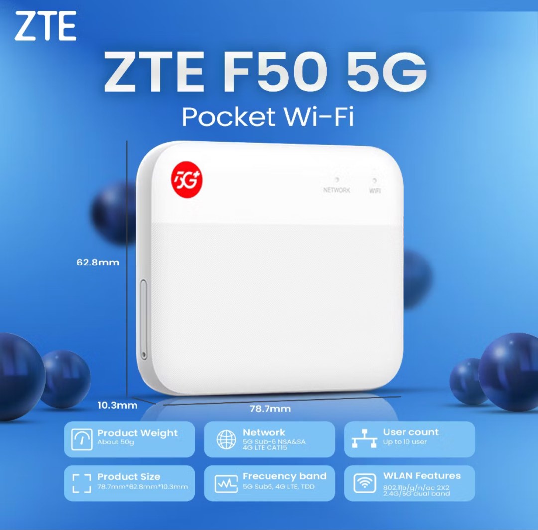ZTE F50 5G Pocket Wifi, Computers & Tech, Parts & Accessories ...