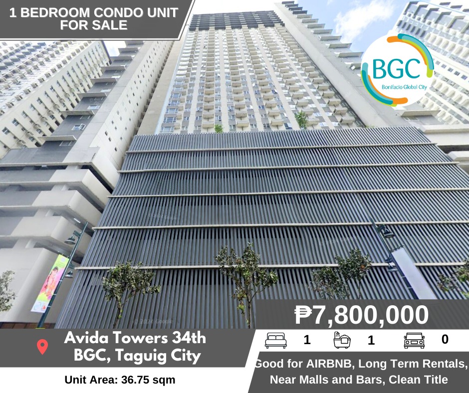 1 Bedroom BGC Condo in Avida Towers 34th, BGC, Taguig City, Property ...