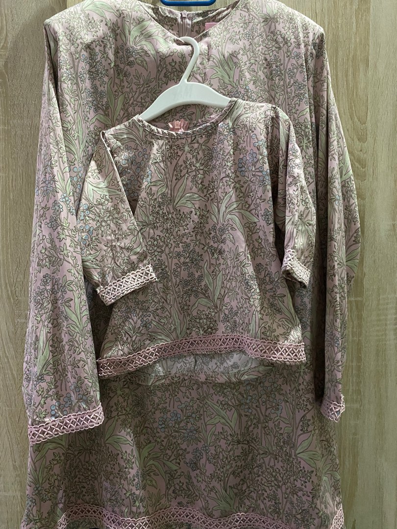 Baju kurung Jakel Ibu & Anak (Pink Belacan), Women's Fashion, Muslimah ...