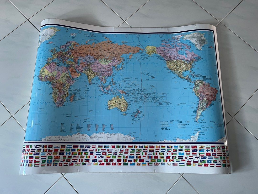 Bilingual World Map Laminated, Hobbies & Toys, Stationery & Craft ...