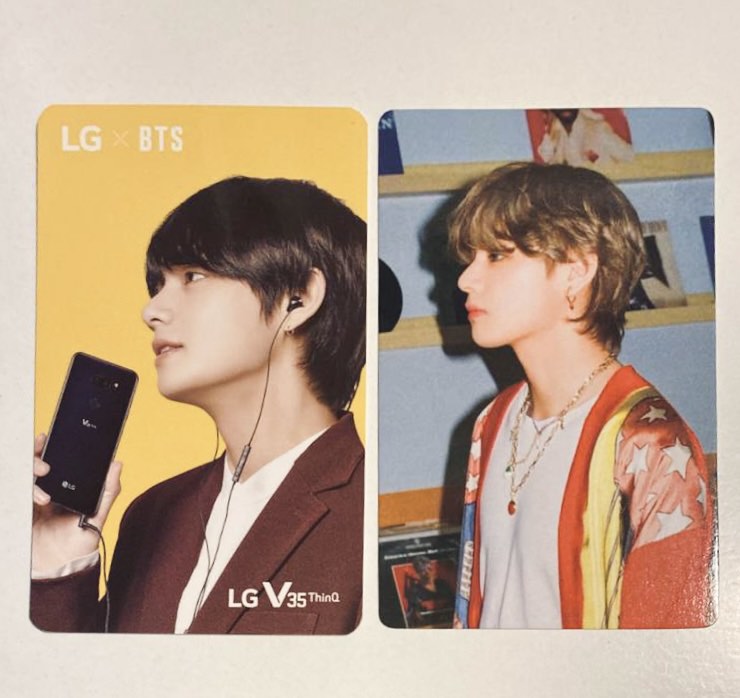 BTS PHOTOCARD LG THINQ G7 SIGNED AND DYNAMITE TAEHYUNG CUBIC PAINTING ...