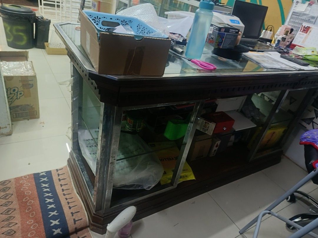 Cashier or Counter Table (solid wood+metal+glass), Furniture & Home ...