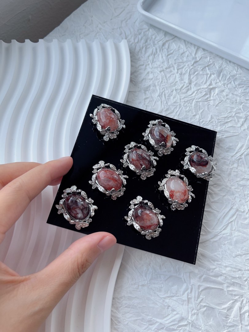 #CB13 [Crystal Beads] Fire Quartz Charm |Flower Fence| Big Sized ...