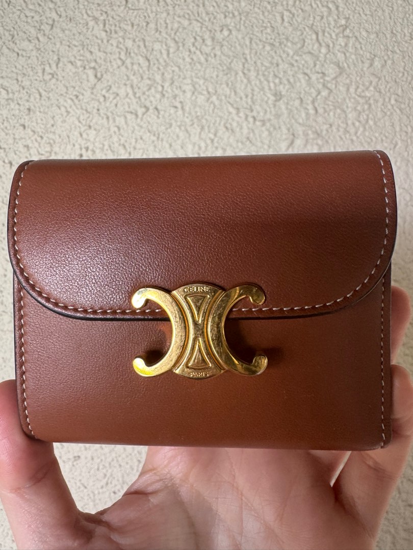 Celine Small Triomphe Wallet in Tan (with box, receipt and dust bag ...