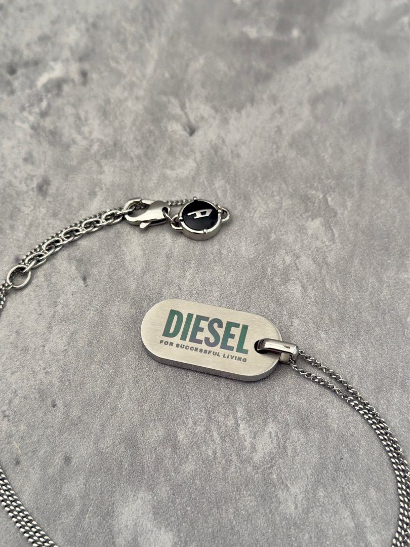 Diesel Signature 'For Successful Living' Dog Tag Necklace, Luxury ...