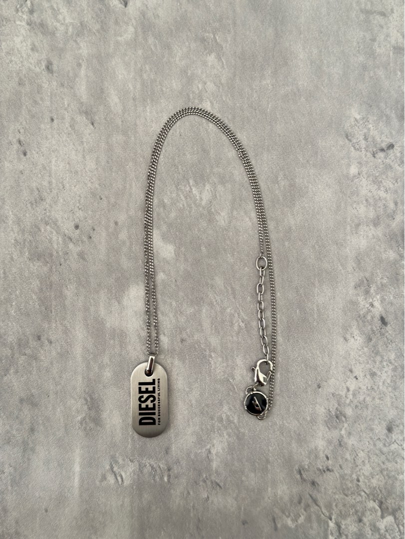 Diesel Signature 'For Successful Living' Dog Tag Necklace, Luxury ...