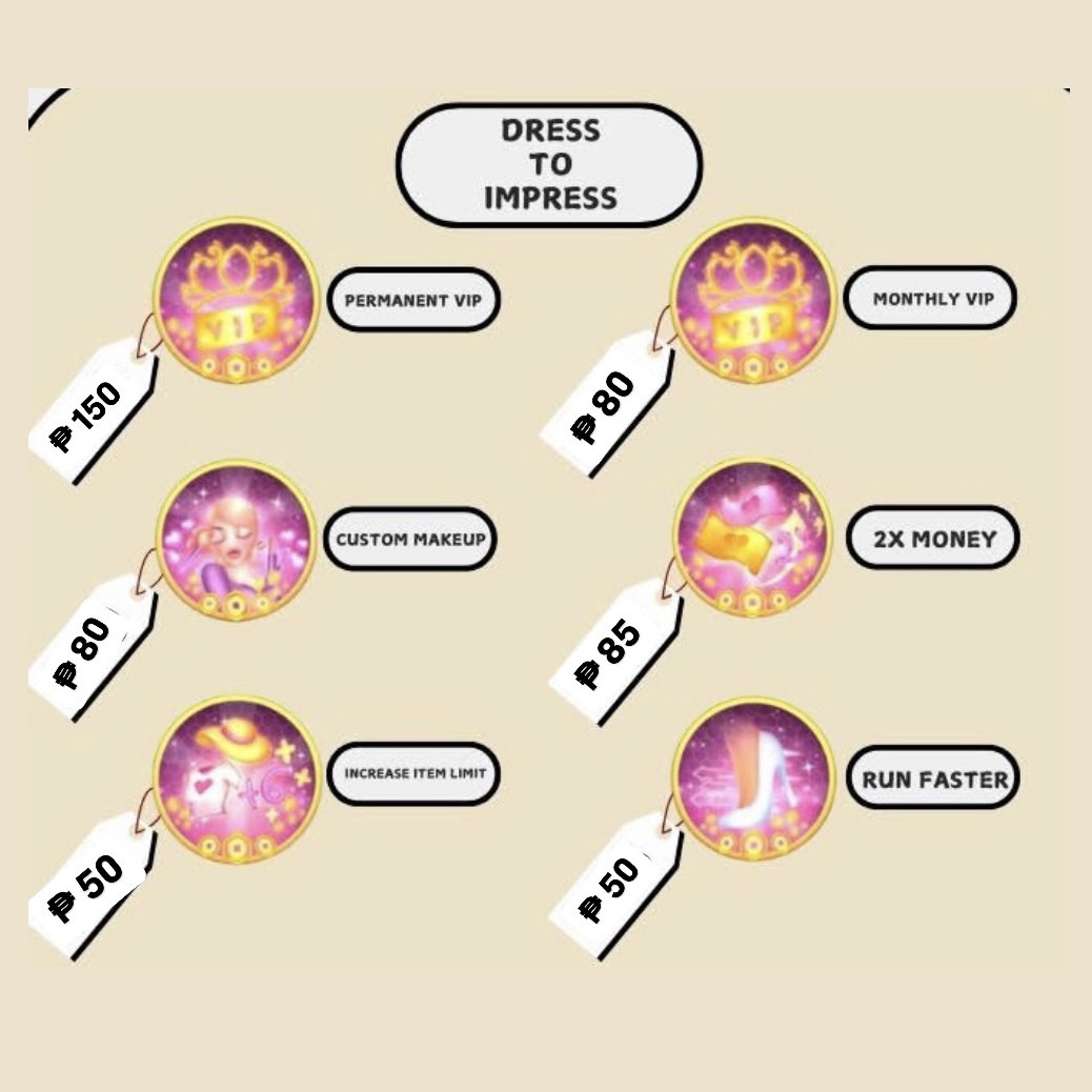 DRESS TO IMPRESS DTI ROBLOX GAME SALE IN GAME GAMEPASSES GAMEPASS VIP ...