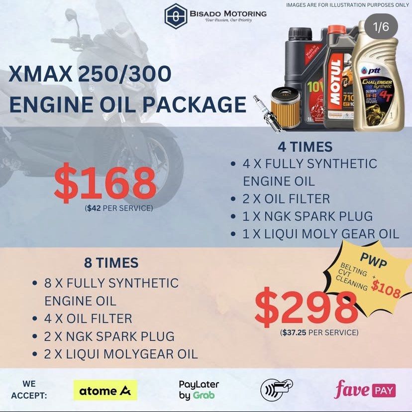 ENGINE OIL PACKAGES XMAX CB400 ADV350 FORZA350 R15 MT15 XSR155 SNIPER ...