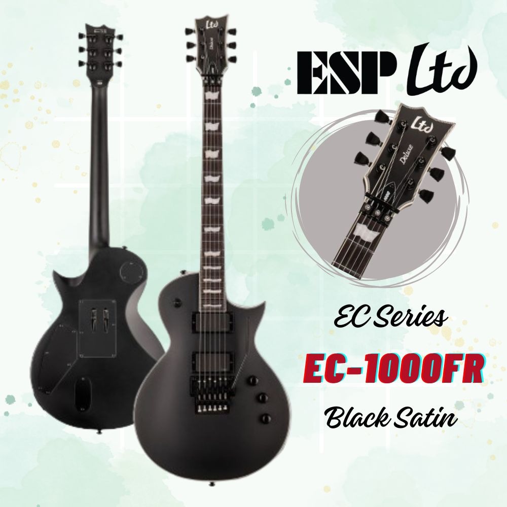 ESP LTD EC-1000FR Electric Guitar - Black Satin, Hobbies & Toys, Music ...