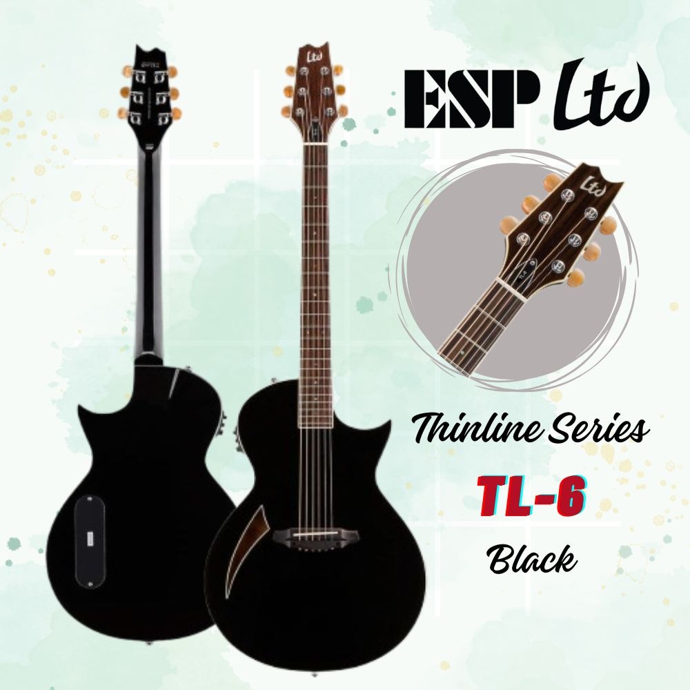 ESP LTD TL-6 Thinline Series Acoustic-Electric Guitar - Black, Hobbies ...