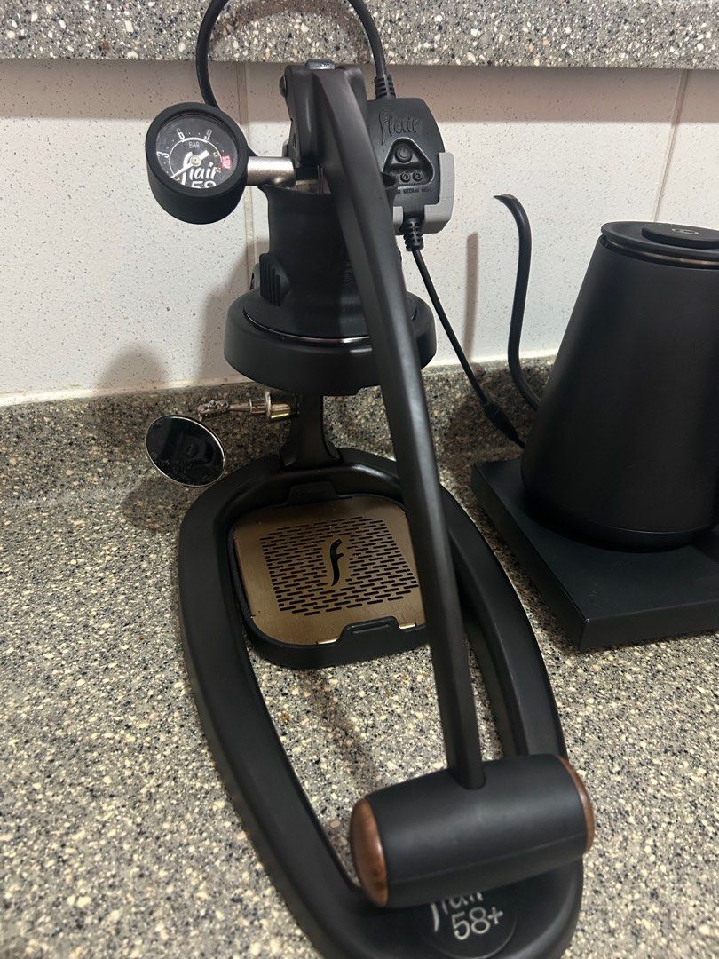 Flair 58+ lever espresso machine with drip tray and 3d printed preheat ...