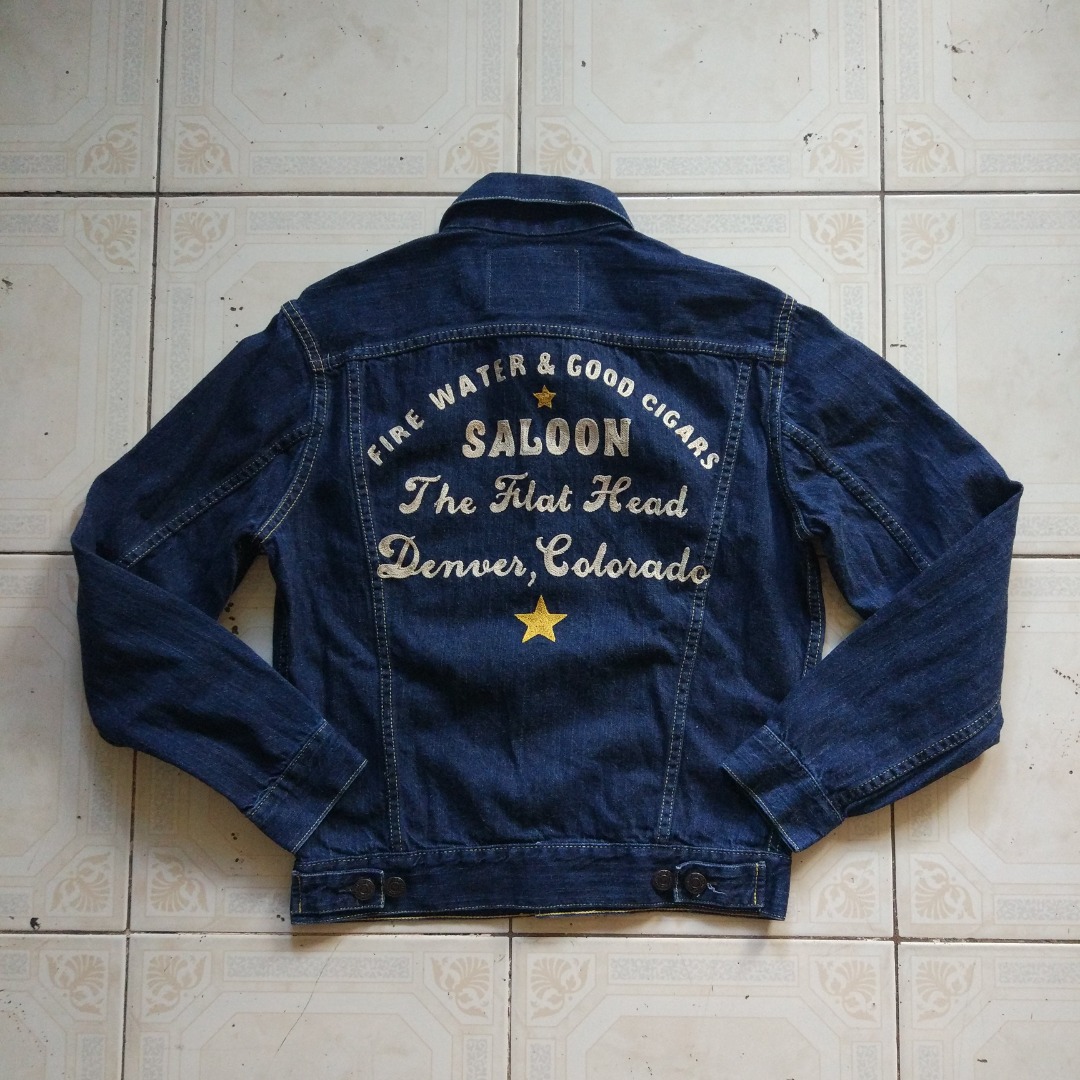 Flathead 6003WL Embroidered Design Denim Jacket 36, Men's Fashion ...