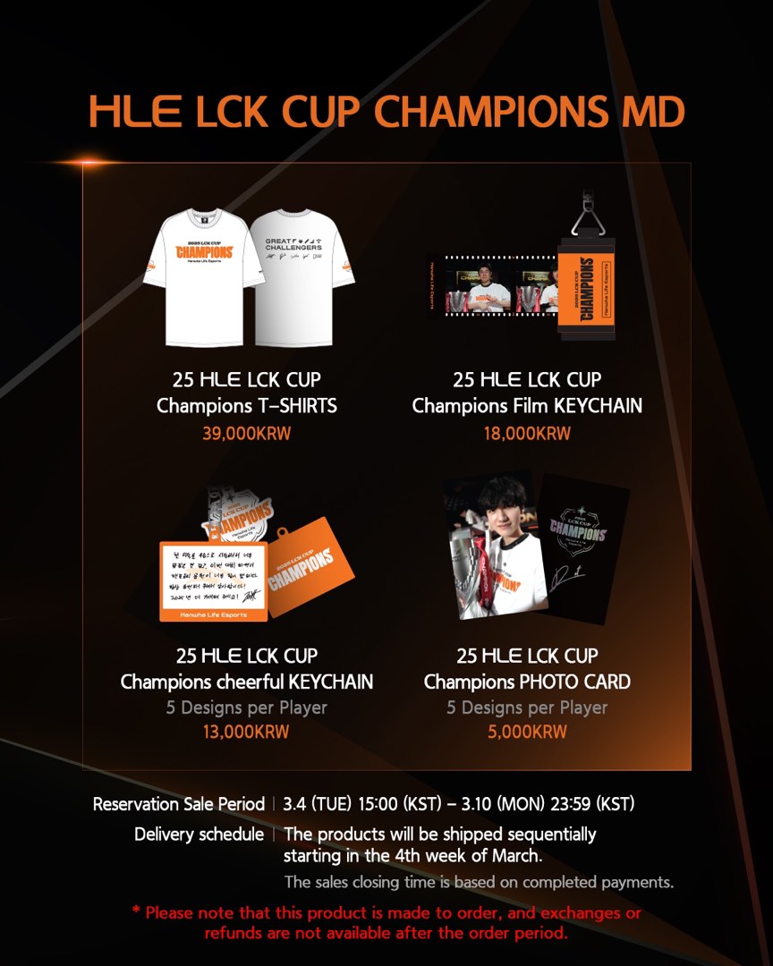 [GO/PO] HLE LCK Cup Champion Merchandise | League of Legends | LOL | Zeus | Peanut | Zeka ...