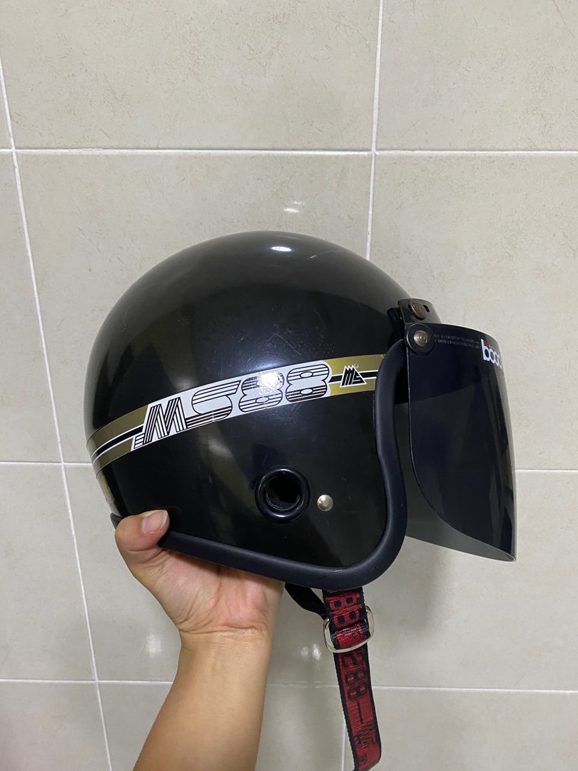Helmet ms88 black, Motorbikes on Carousell