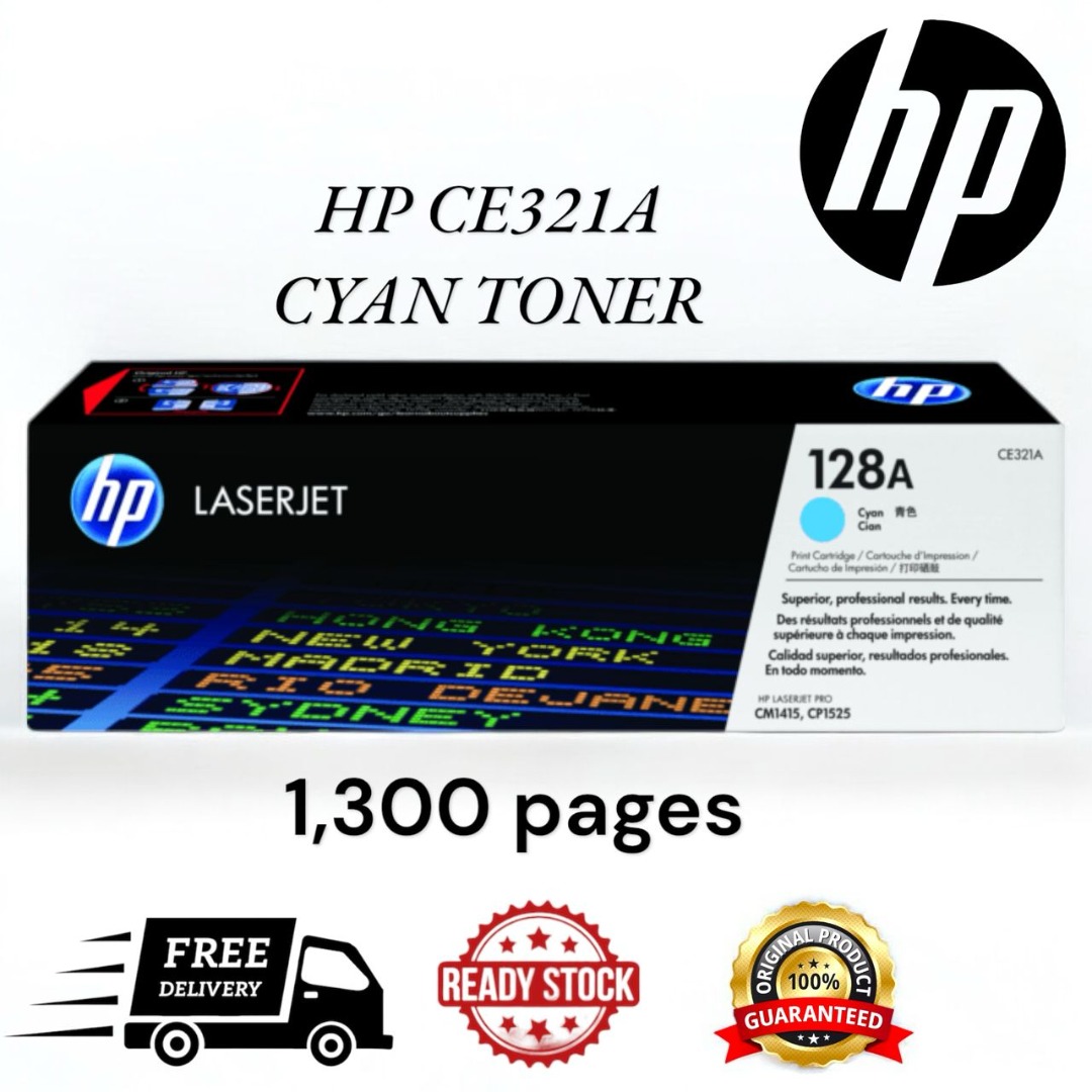 HP 128A CE321A CYAN ORIGINAL TONER LaserJet Pro CP1525nw Color Printer ...