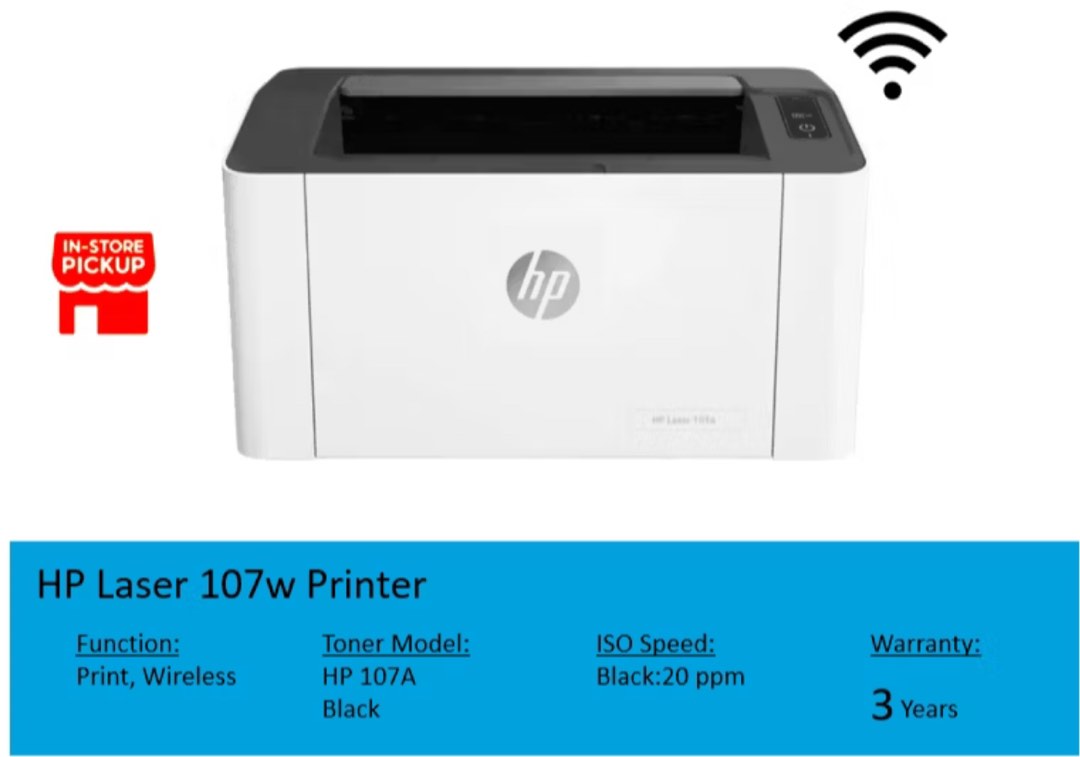 HP Laser 107w Printer., Computers & Tech, Printers, Scanners & Copiers ...
