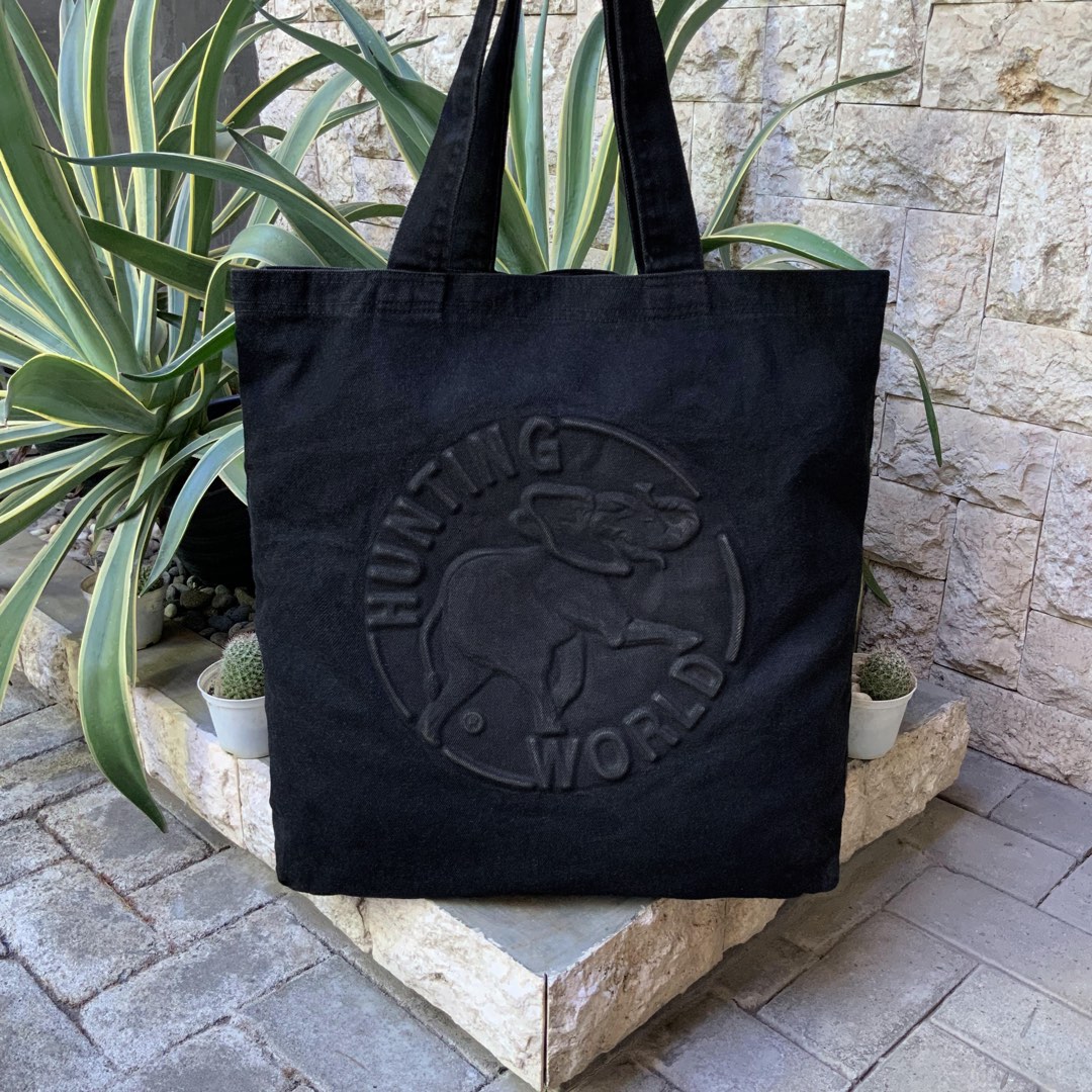 HUNTING WORLD MADE IN USA CANVAS TOTE BAG LARGE BLACK, Fesyen Pria, Tas ...