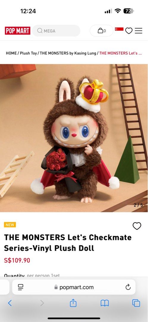 Labubu check mate (king), Hobbies & Toys, Toys & Games on Carousell