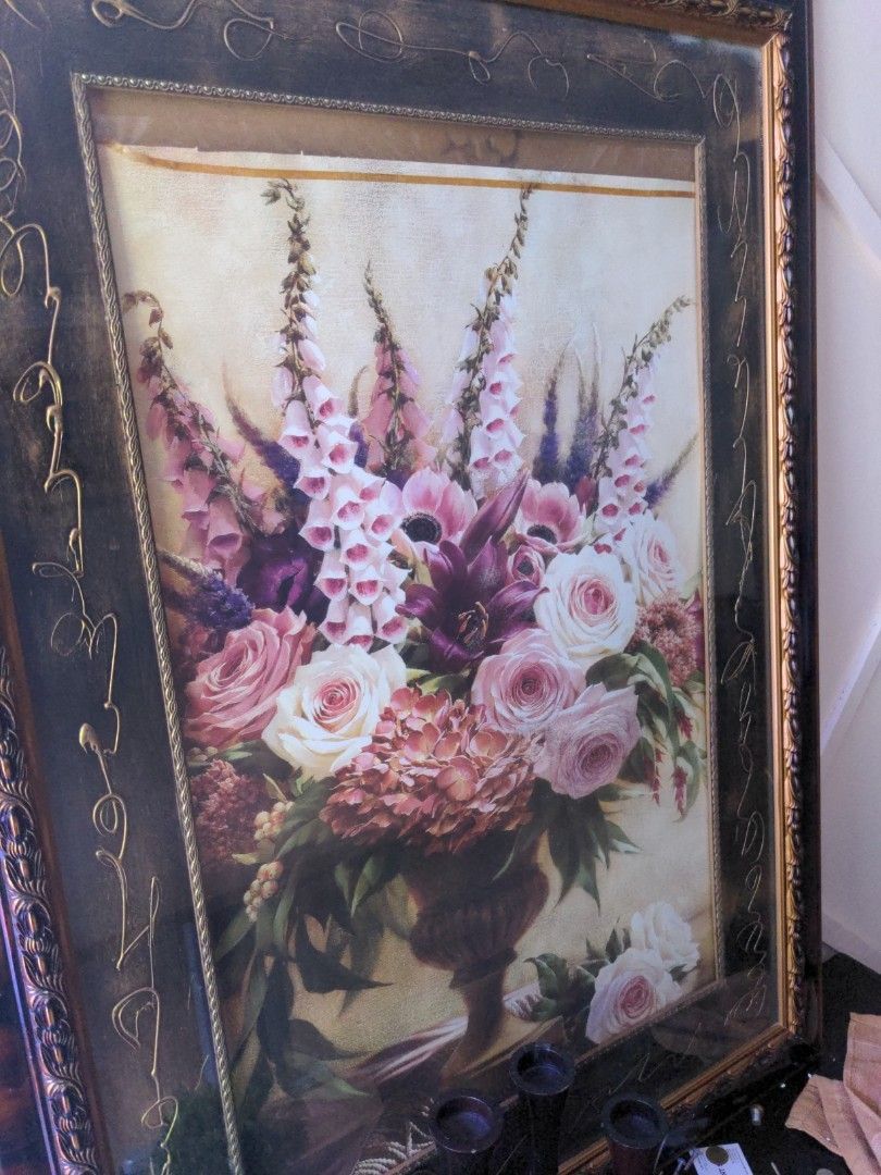 Large FLOWER Art with Frame, Furniture & Home Living, Home Decor ...