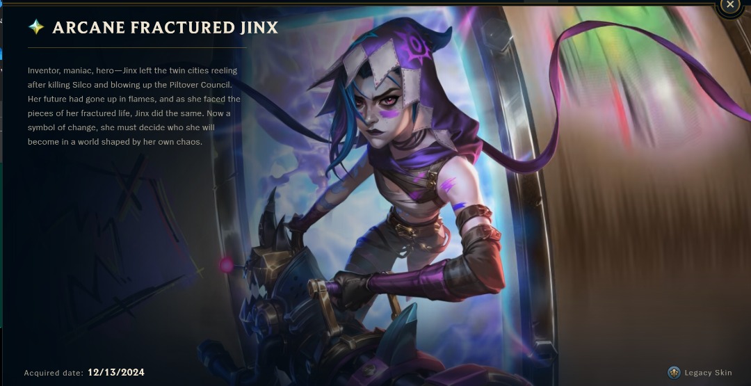[League of Legends] limited $300 exalted jinx skin new account, Video ...