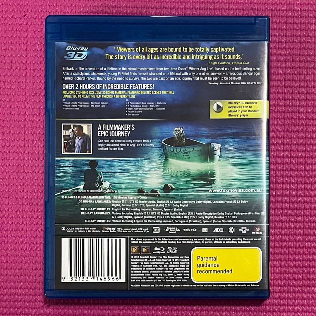 LIFE OF PI ( 3D + Blu-ray ) 2 disc, Hobbies & Toys, Music & Media, CDs ...