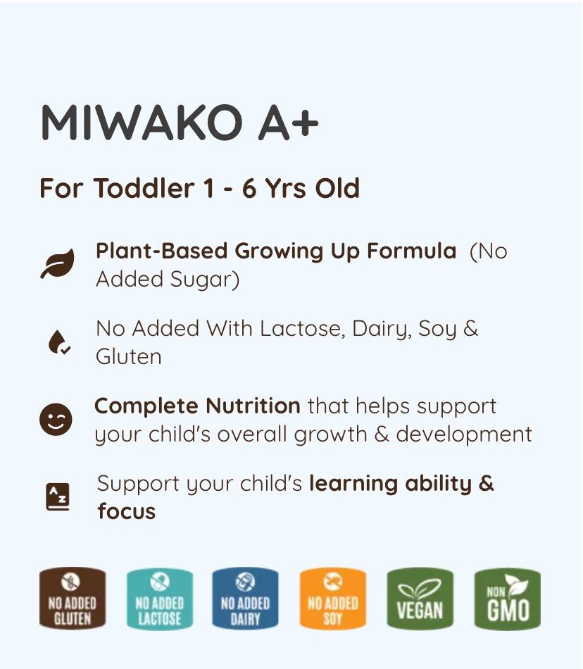 MIWAKO A+ PLANT BASED FORMULA, Babies & Kids, Nursing & Feeding ...