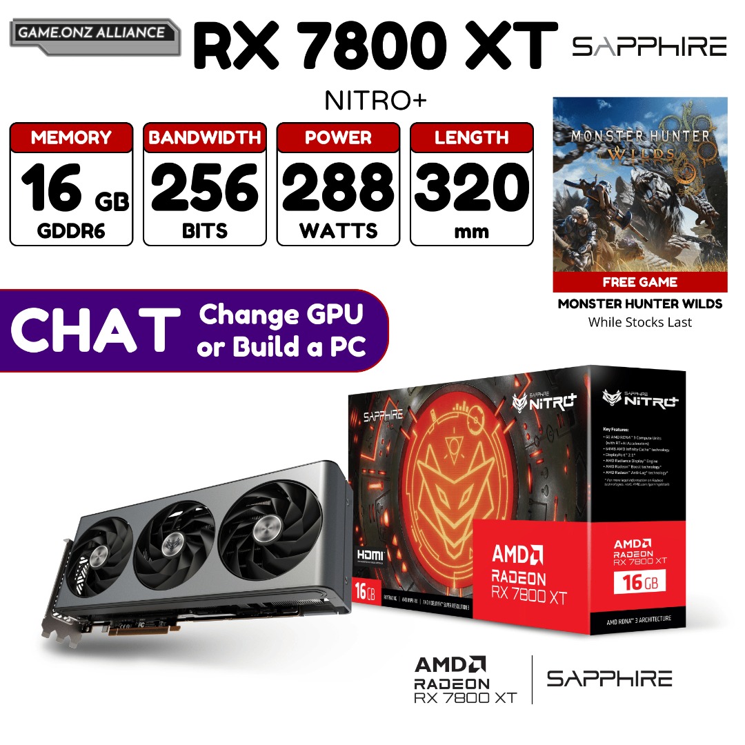 NITRO | SAPPHIRE RX 7800 XT 16G NITRO+ GAMING GRAPHICS GRAPHIC CARD AMD ...