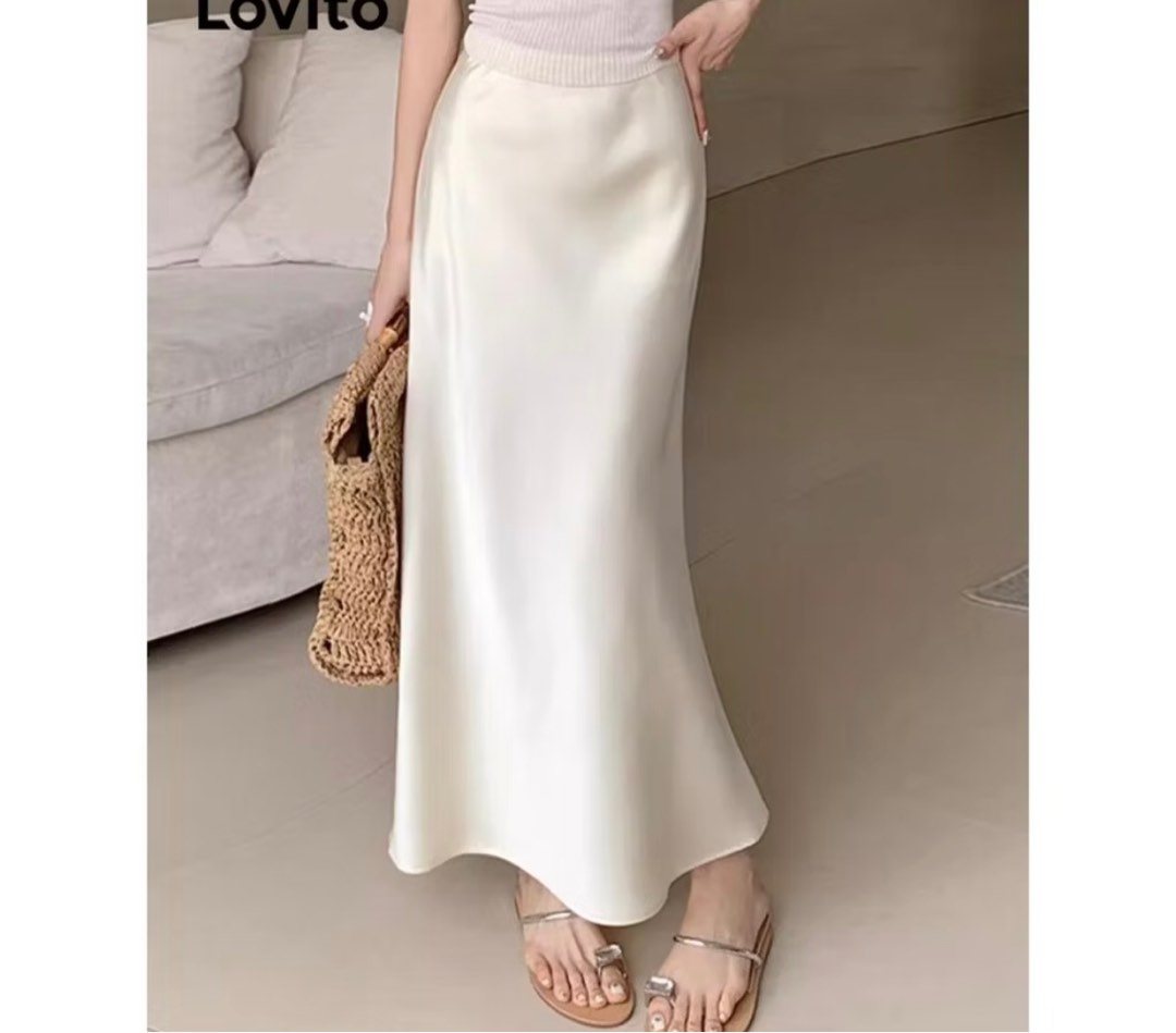 Plain Basic Skirts | White skirt | Satin skirt, Women's Fashion ...