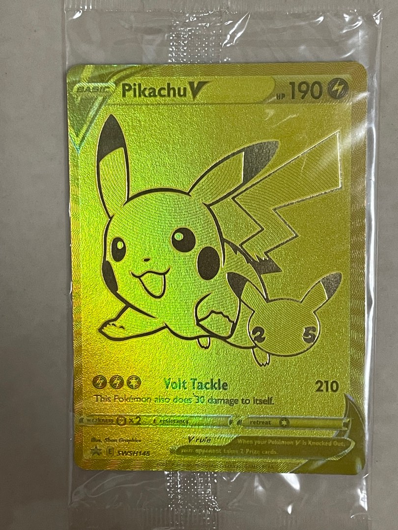 Pokemon TCG 25th Celebrations Gold Pikachu V Promo Sealed, Hobbies ...
