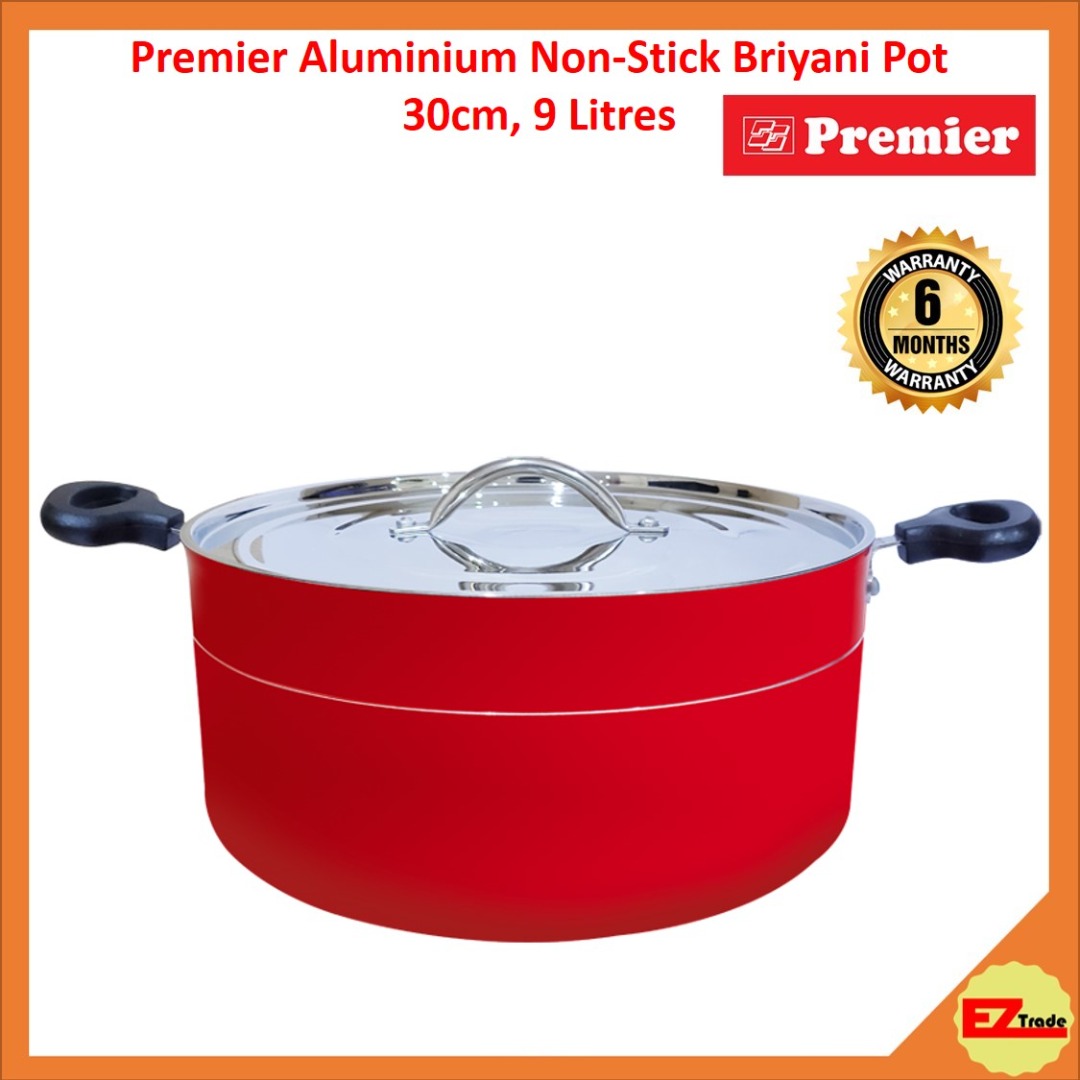 Premier Aluminium Non Stick Biryani Pot with Stainless Steel Lid - 30cm ...