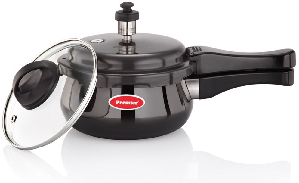 Premier Cucina Trendy Black Aluminium Induction Bottom Pressure Cooker ...
