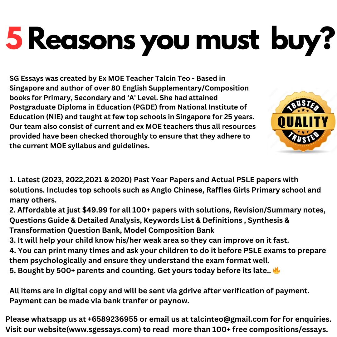 PSLE 2025 EMSCM Bundle Package (English Math Science Chinese Higher Chinese Malay | P5 P6 ...