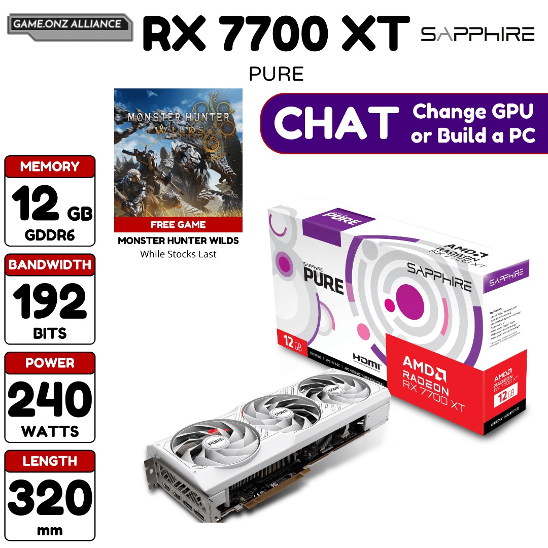 PURE | SAPPHIRE RX 7700 XT 12G PURE GAMING GRAPHICS GRAPHIC CARD AMD ...