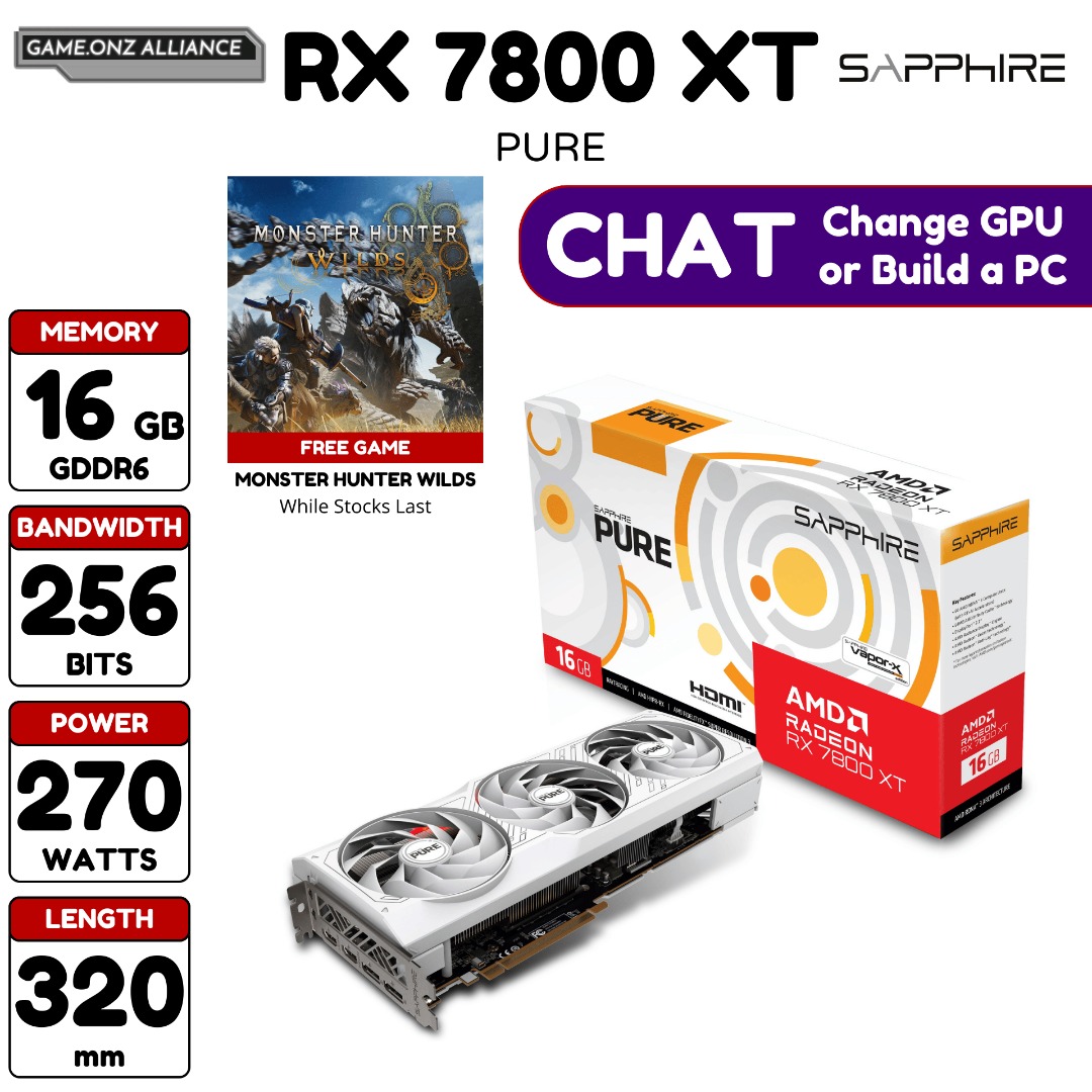 PRICE DROP!! | PURE | SAPPHIRE RX 7800 XT 16G PURE GAMING GRAPHICS ...