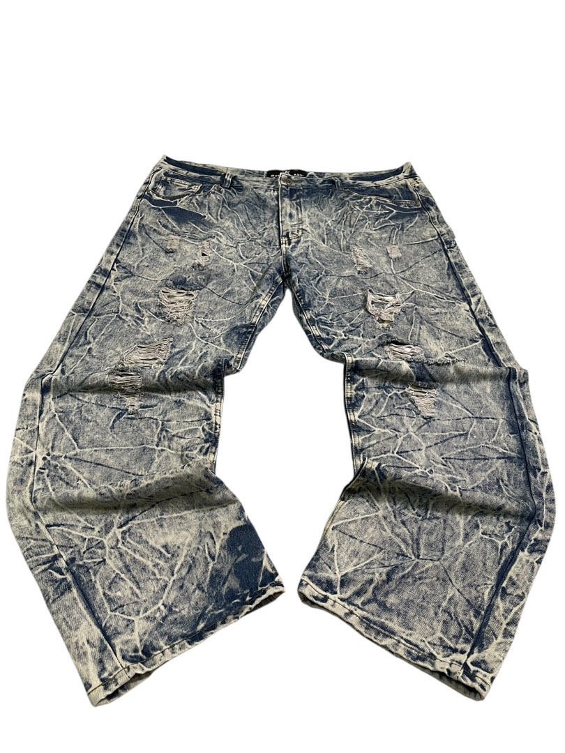 Rare Red Ape Distressed Acid Wash Baggy Jeans, Men's Fashion, Bottoms ...