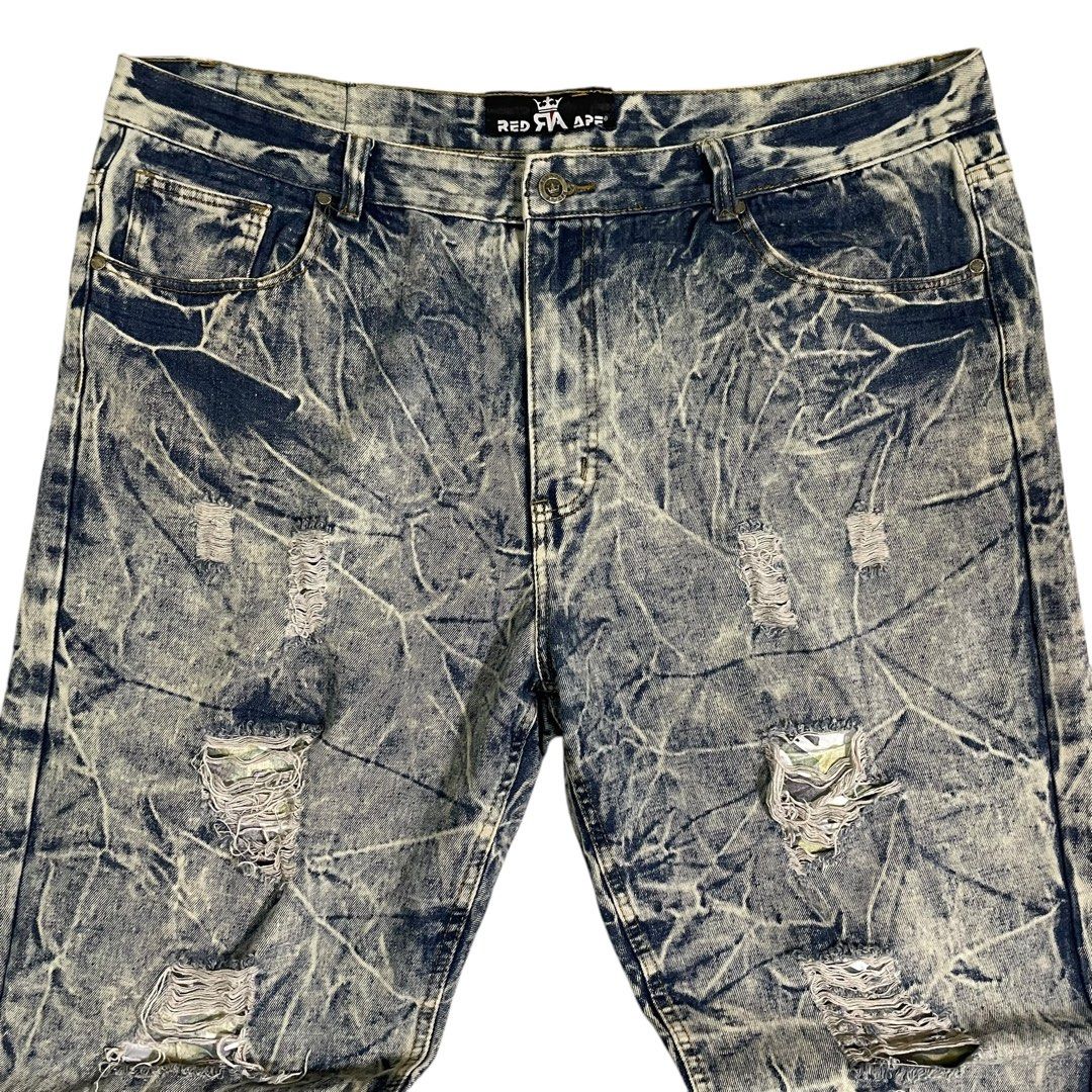 Rare Red Ape Distressed Acid Wash Baggy Jeans, Men's Fashion, Bottoms ...