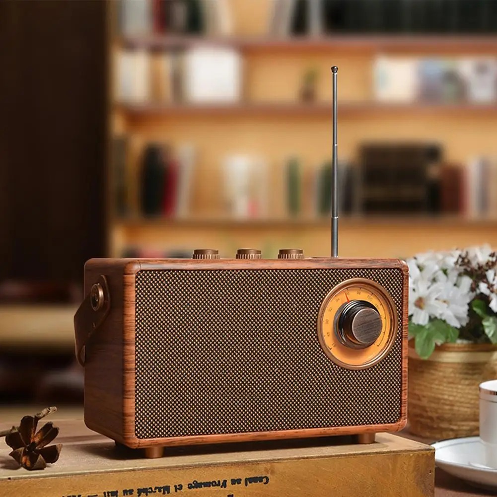 Retro Wooden Radio Small Mini Speaker Portable Outdoor Music Player ...