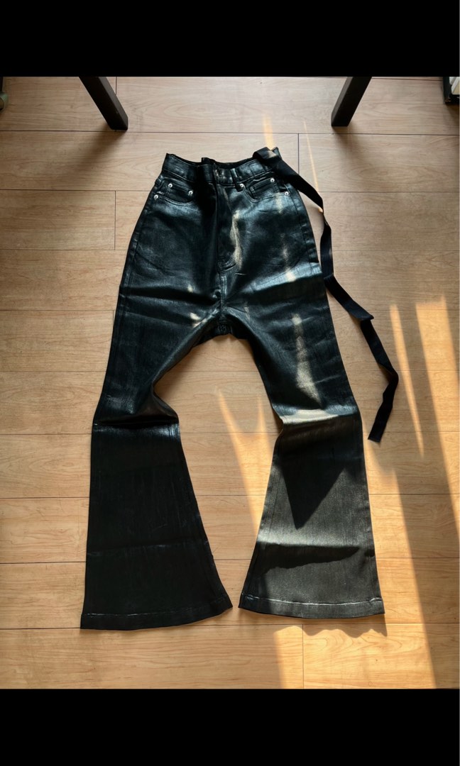 Rick Owens Waxed Bolan Flared Denim, Men's Fashion, Bottoms, Jeans on ...