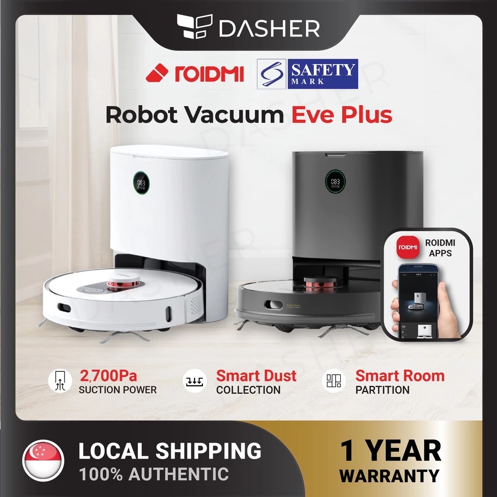 Roidmi Robot Vacuum and Mop Cleaner Eve Plus + Clean Base Smart Dust ...