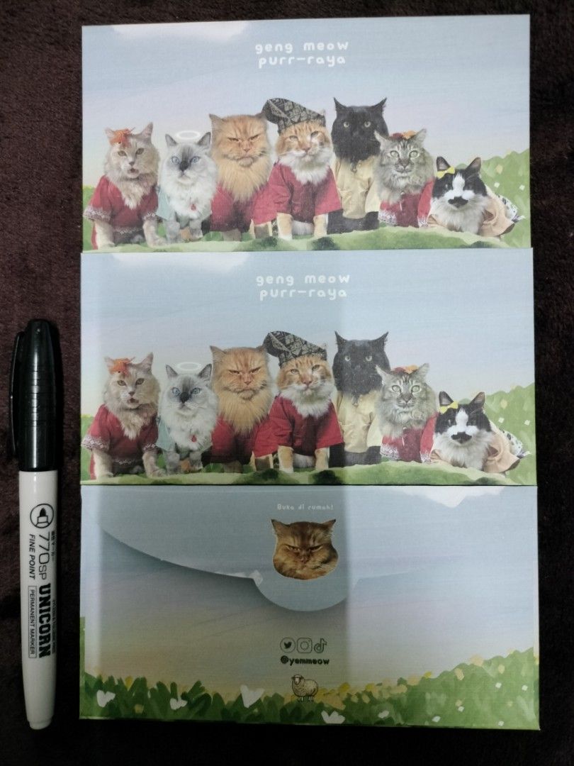 Sampul Duit Raya SDR Kucing Cat 3 pcs in 1 Set (thick), Hobbies & Toys ...