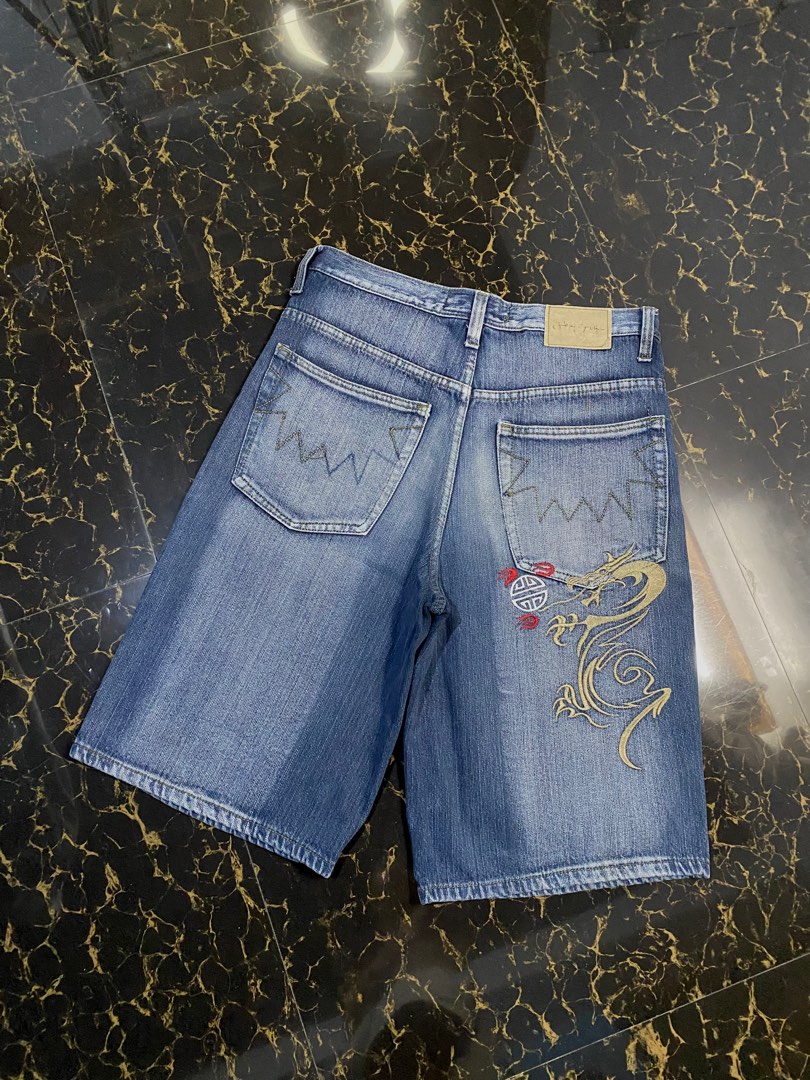 sean john long jorts embroidered dragon, Men's Fashion, Bottoms, Shorts ...