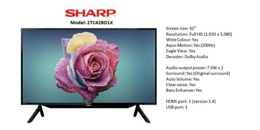 Sharp AQUOS 42 Inch Full HD TV - 2TC42BD1X, TV & Home Appliances, TV ...