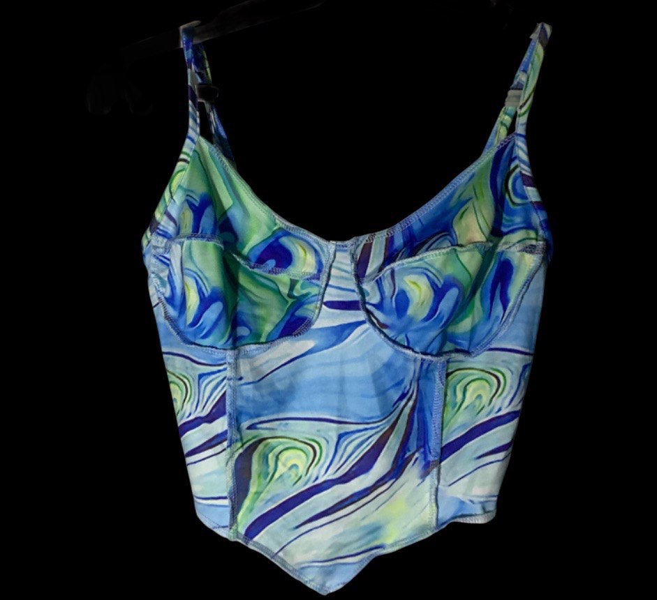 Shein Marble Blue Sando Top, Women's Fashion, Tops, Sleeveless on Carousell