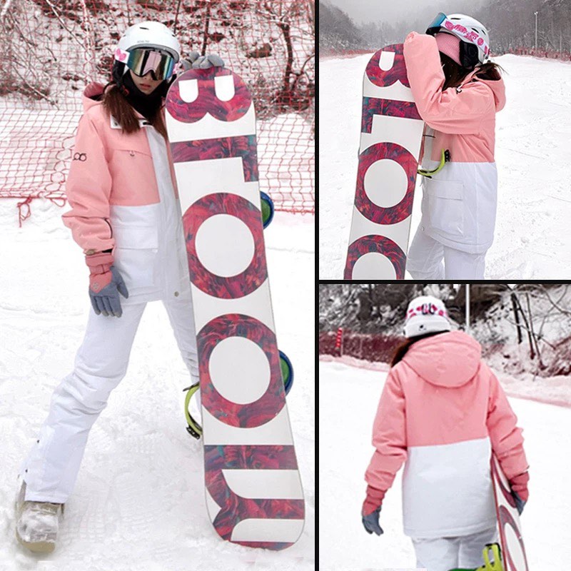 Snowboarding set - female jacket and pants in pink & white, Women's ...