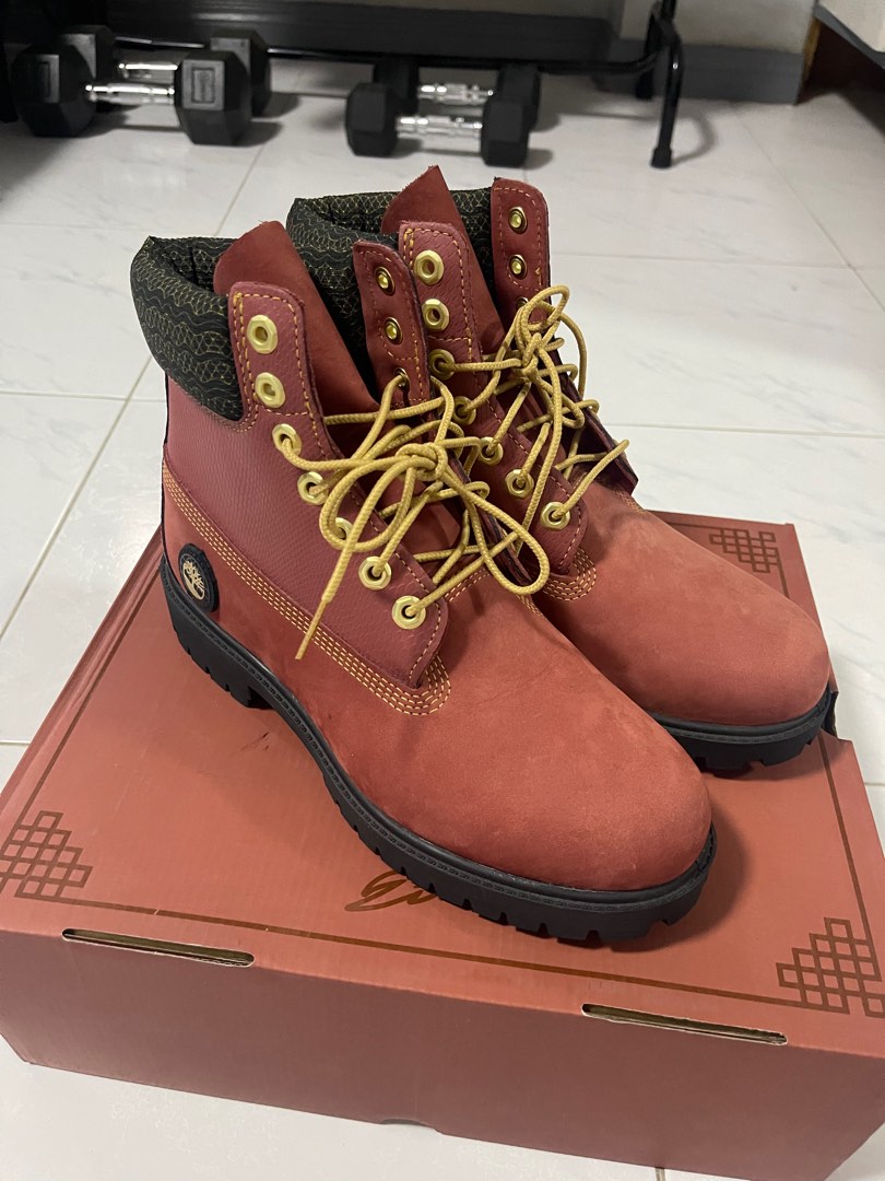 Timberland Heritage Waterproof Boots (Dark Red Nubuck with Black), Men ...