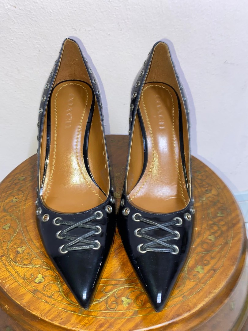 Title: Women's COACH Varick Pump Grommets & Lace Patent Leather Heels ...