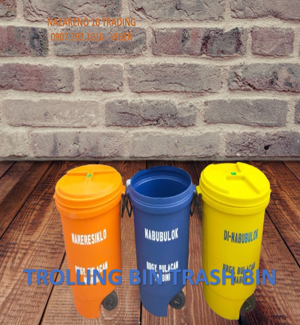 Trolling bin trash bin w/wheels 794, Furniture & Home Living, Cleaning ...