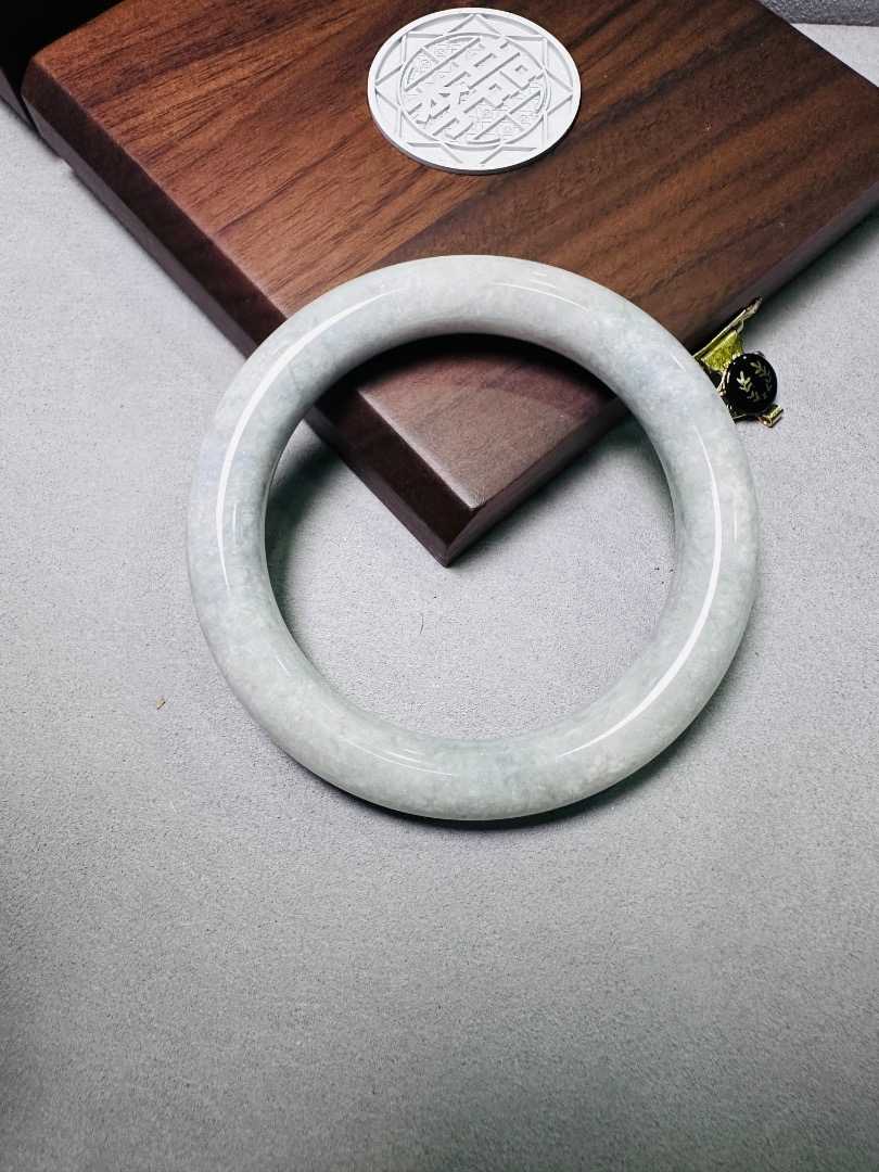 Type A Ice Blue Authentic Jadeite (Fei Chui) Bangle with Certificate ...