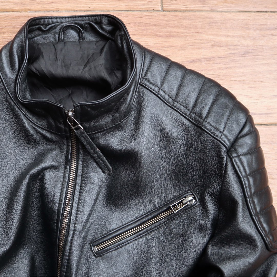 URBAN BARON jaket kulit asli L domba bomber biker varsity rider jaket ...